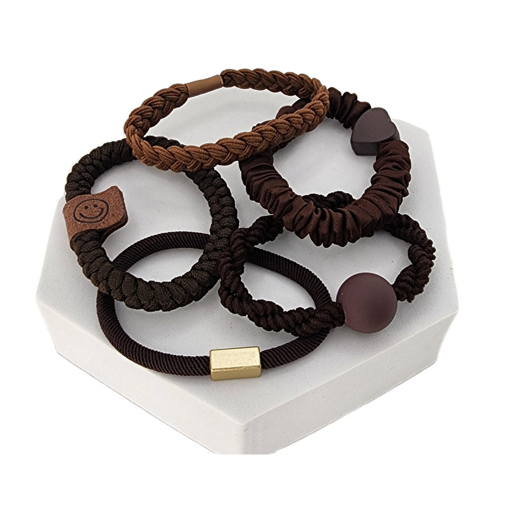 Brown Braided Hair Ties 5-Pack — No-Snag, No-Crease Hold – Haircare ...