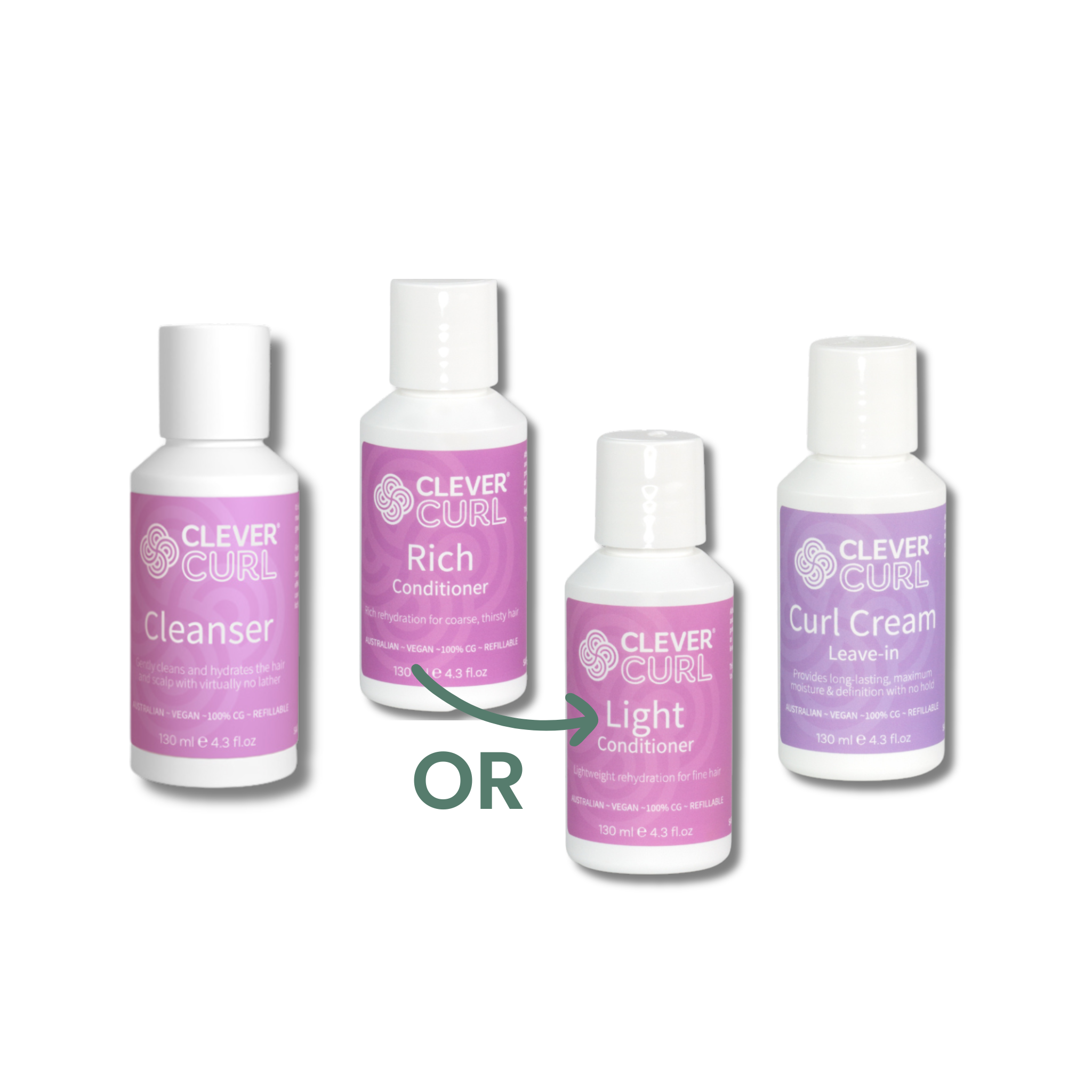 Clever Curl Mini Trio for Curly Hair – Mix & Match Bundle Travel Size ...